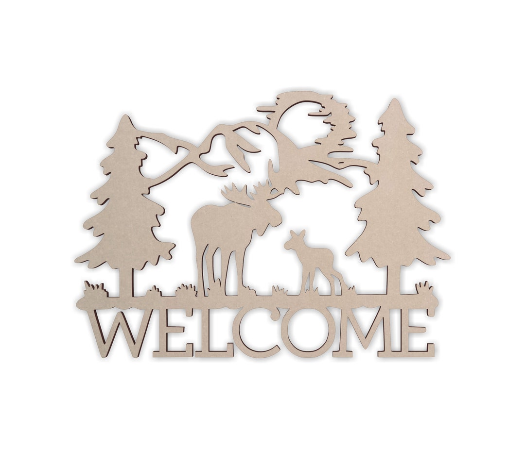 Moose Welcome Sign, Wooden Cutout, Wall Art, Home Decor, Wall Hanging ...