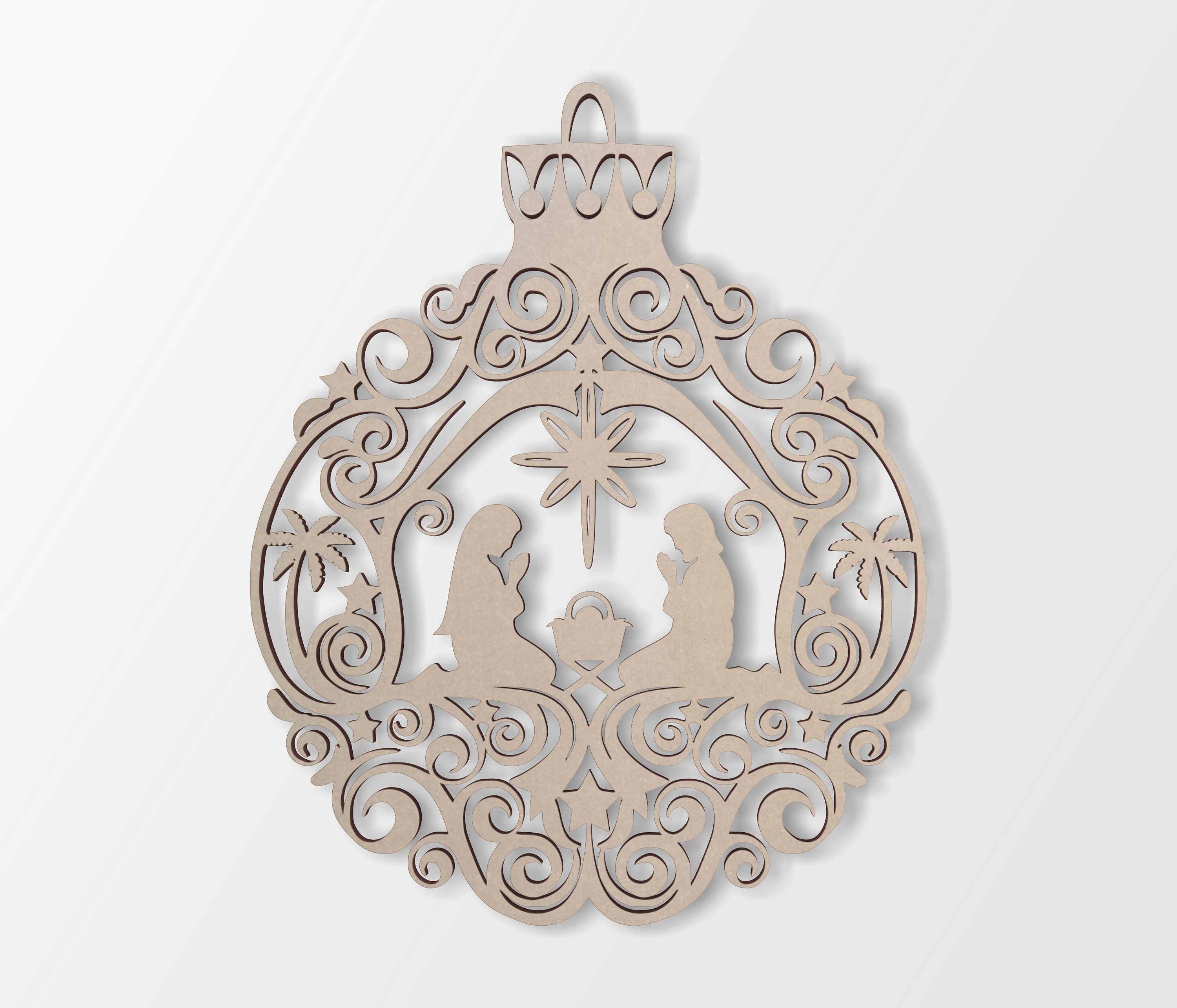 Wooden Shape Nativity Ornament Floral Nativity Christmas - Etsy