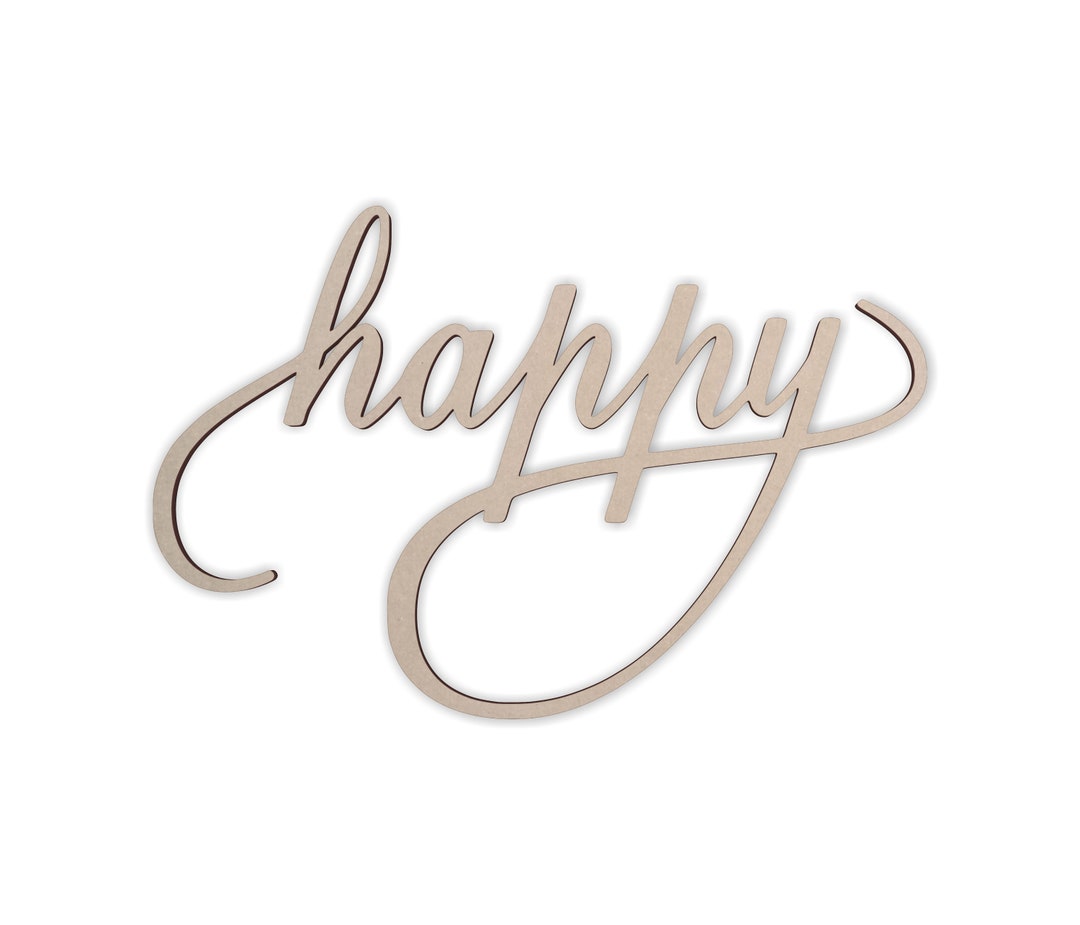 HAPPY Wall Art Word Cutout "happy" - Cutout, Home Decor, Unfinished and ...