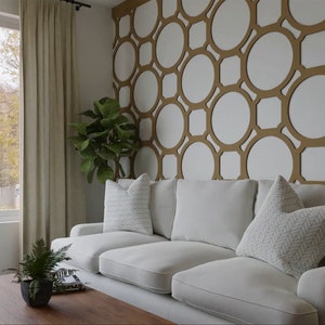 Geometric Circle Wood Wall Panel, 3D Lattice Art, Modern Paintable ...