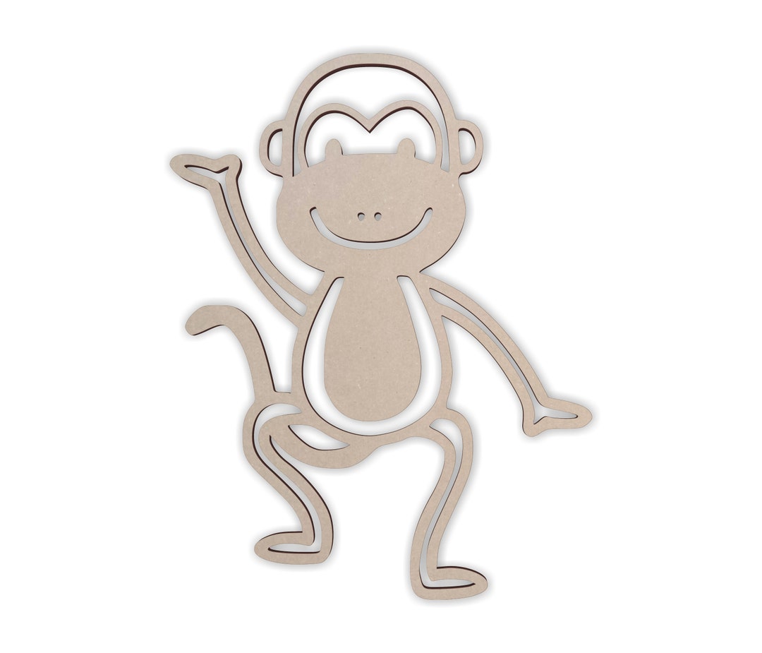 Wooden Shape Woodland Creature Monkey, Wooden Cutout, Wall Art, Home ...