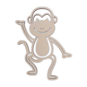 Wooden Shape Woodland Creature Monkey, Wooden Cutout, Wall Art, Home ...