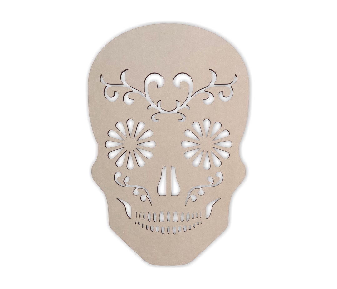 Unfinished Wooden Sugar Skull Cutout: MDF Wall Art Decor - Etsy