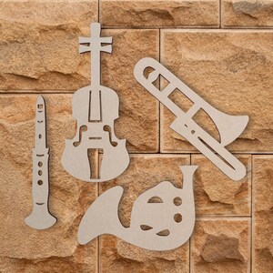 Wooden Musical Instrument Group (4 Instruments)- Cutout, Home Decor ...