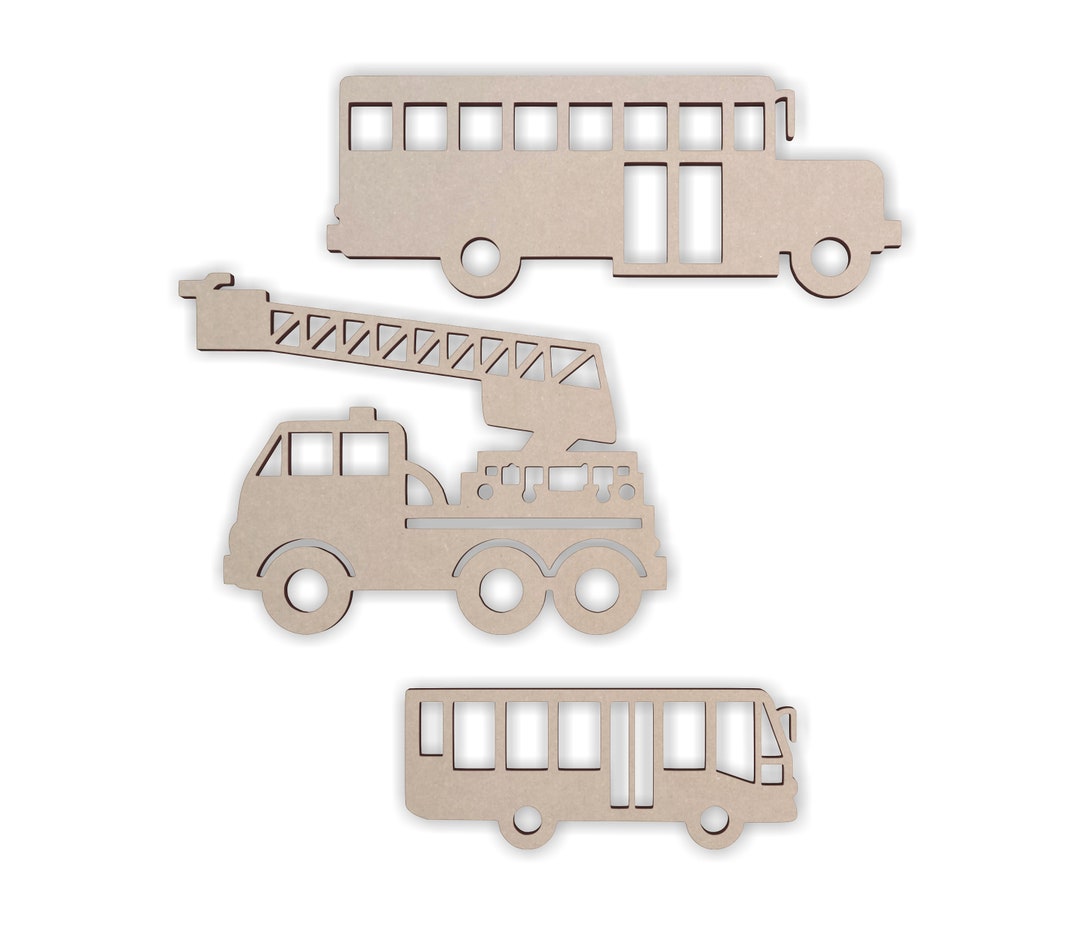 Unfinished Wood Cutout Set: School Bus, Fire Truck, Bus Wall Art - Etsy