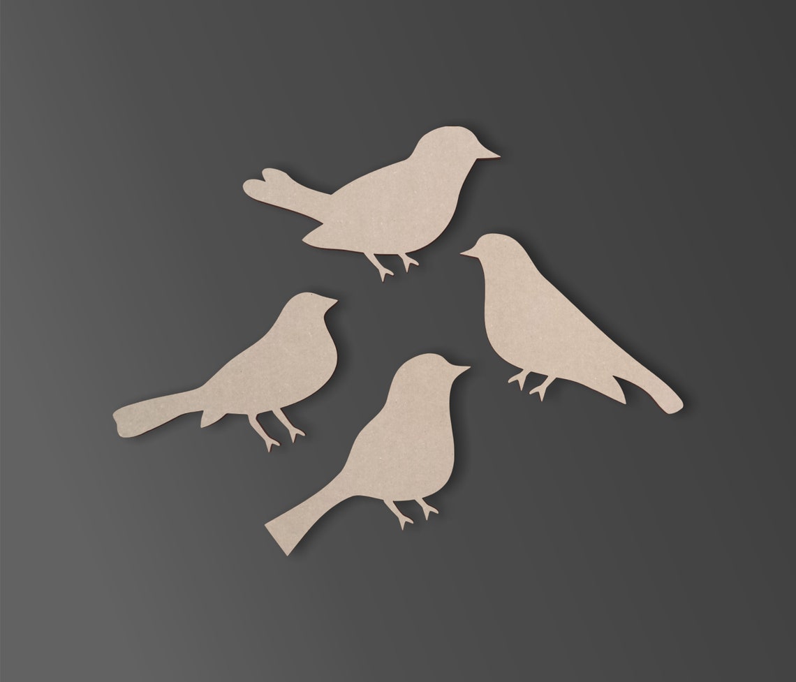 Wooden Birds Cutout 4 Pack Cutout Home Decor Unfinished - Etsy