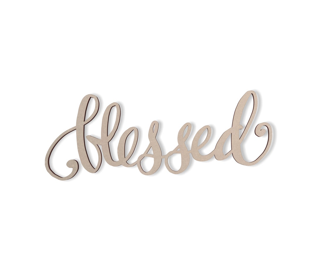 Blessed Wall Script Decor Word - Religious Decor Cutout, Blessed Word ...