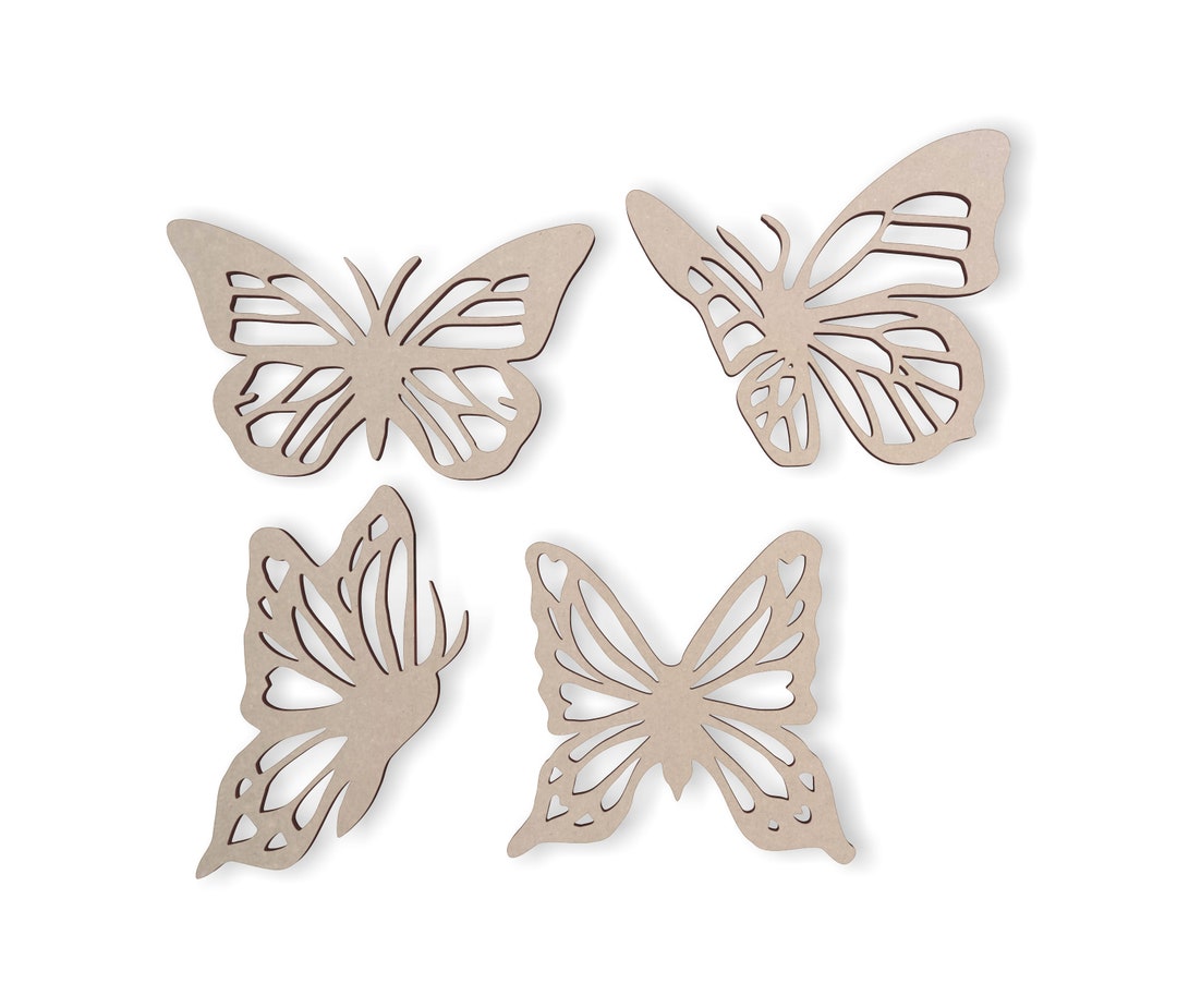 Wood Butterflies (set of 4): Unfinished MDF Cutout, DIY Home Decor - Etsy