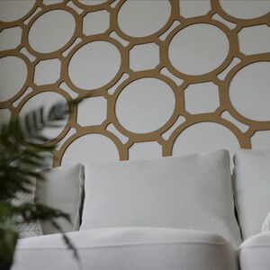 Geometric Circle Wood Wall Panel, 3D Lattice Art, Modern Paintable ...