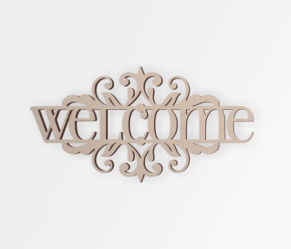 Wooden Flourish Welcome Sign Wooden Cutout Wall Art Home - Etsy