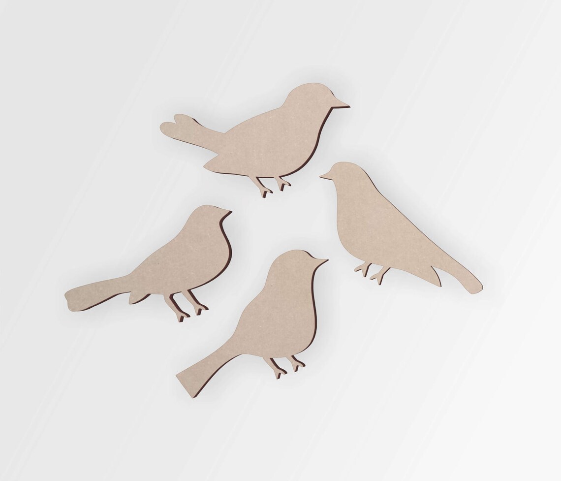 Wooden Birds Cutout 4 Pack Cutout Home Decor Unfinished | Etsy