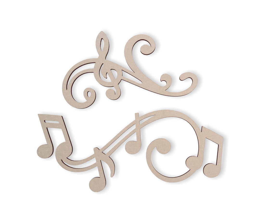 Wooden Shape Musical Notes (2 Pieces), Music Room Decor, Wall Art, Home ...