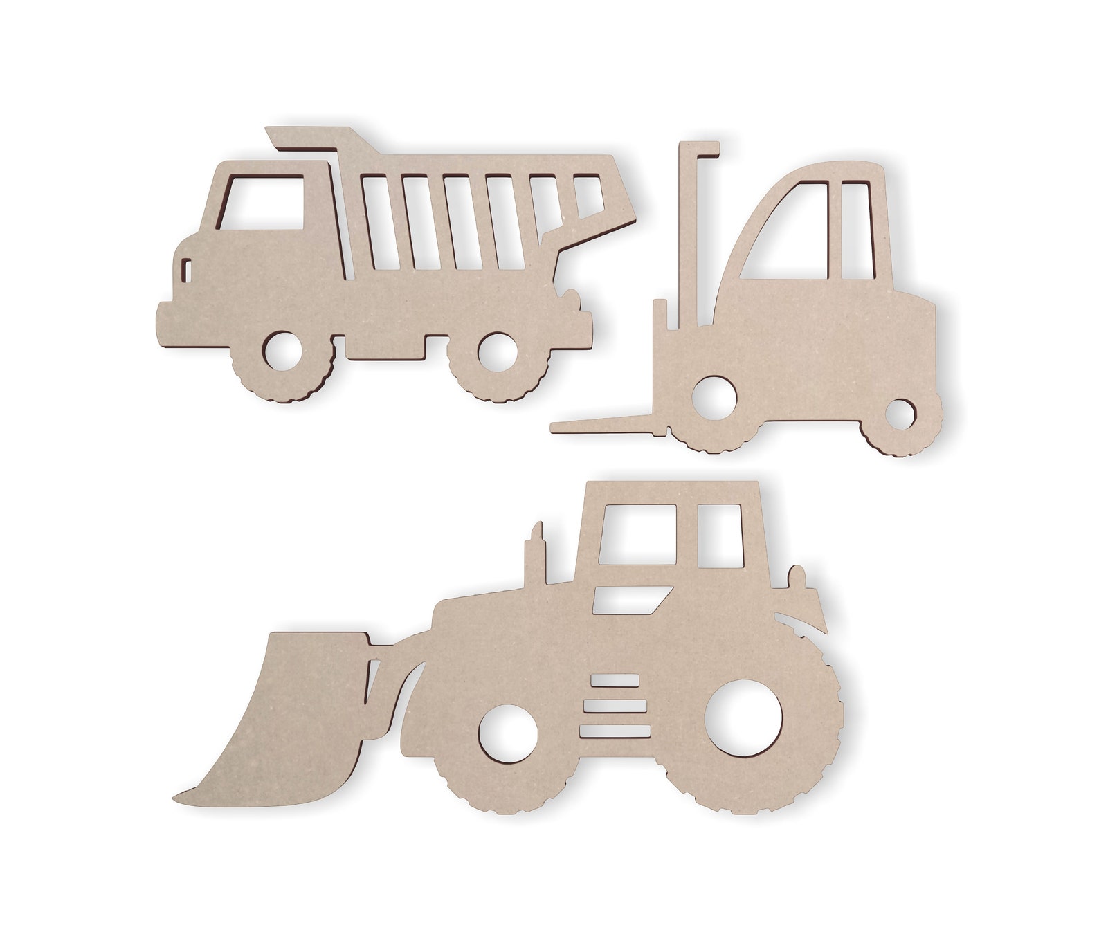 Wooden Construction Vehicle Cutouts: Unfinished MDF Decor (3 Pack) - Etsy