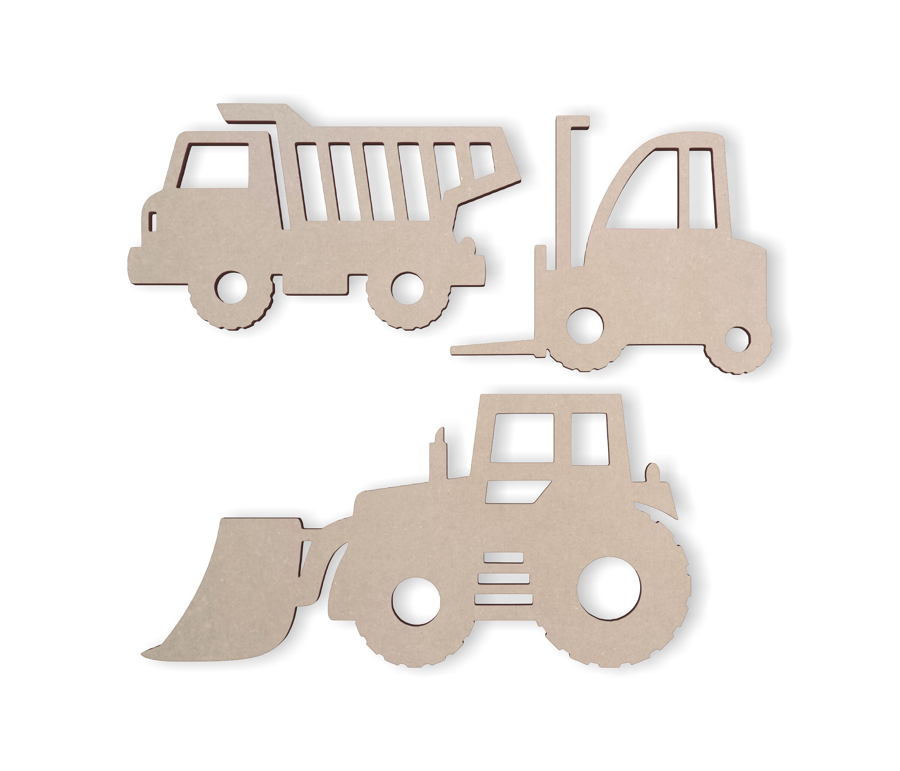 Wooden Construction Vehicle Cutouts: Unfinished MDF Decor (3 Pack) - Etsy