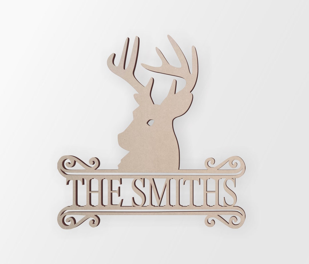 Personalized Wooden Deer Family Name Sign: Unfinished Home Decor - Etsy