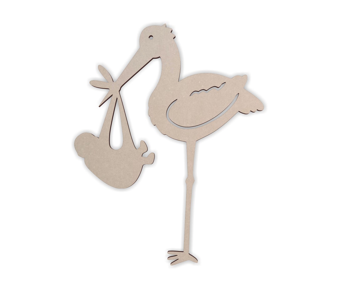 Wooden Shape Stork Baby Shower Decor, Wooden Cutout, Wall Art, Home ...