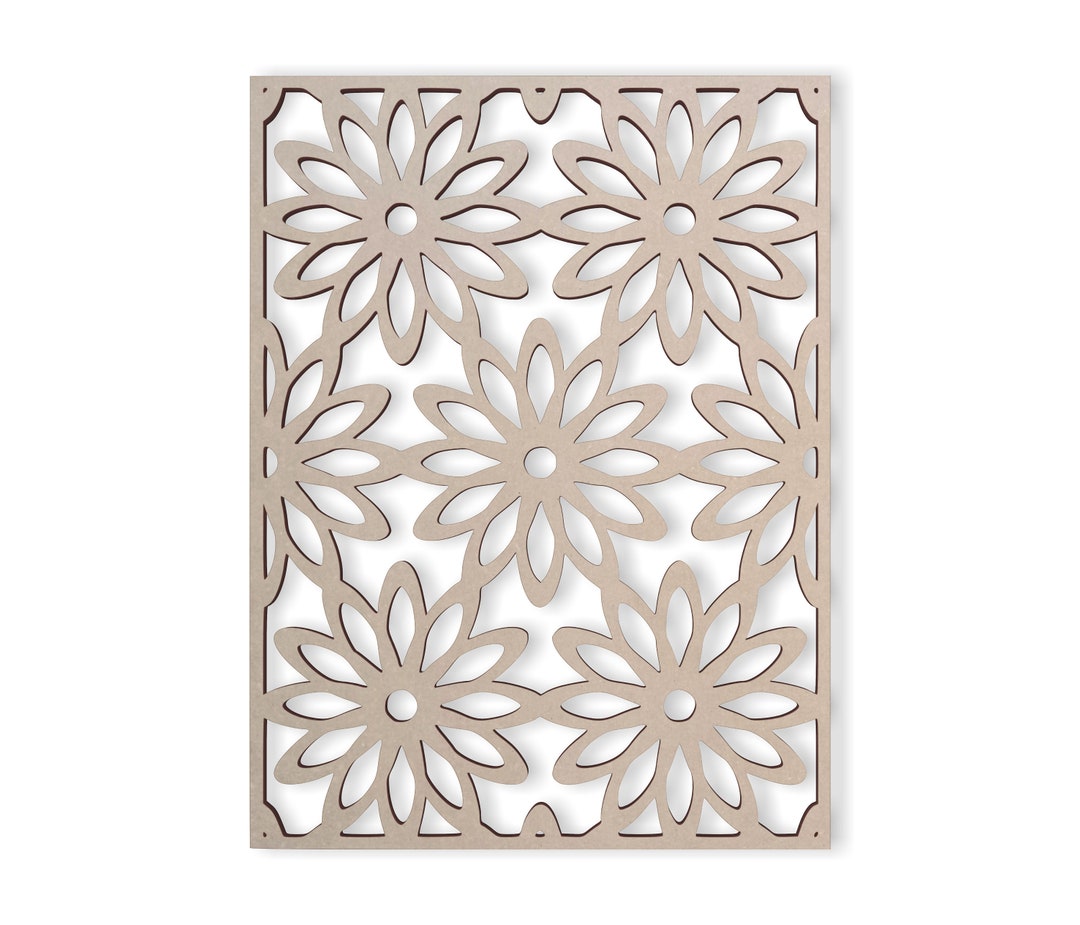 Wood Flower Pattern Lattice Fretwork - Home Decor Mandala Wall Art ...