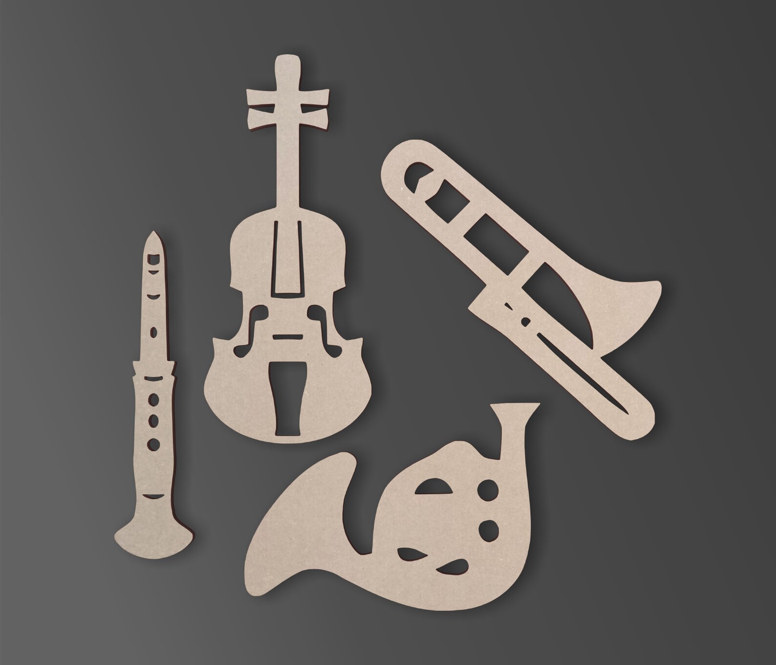 Wooden Musical Instrument Group 4 Instruments Cutout Home - Etsy