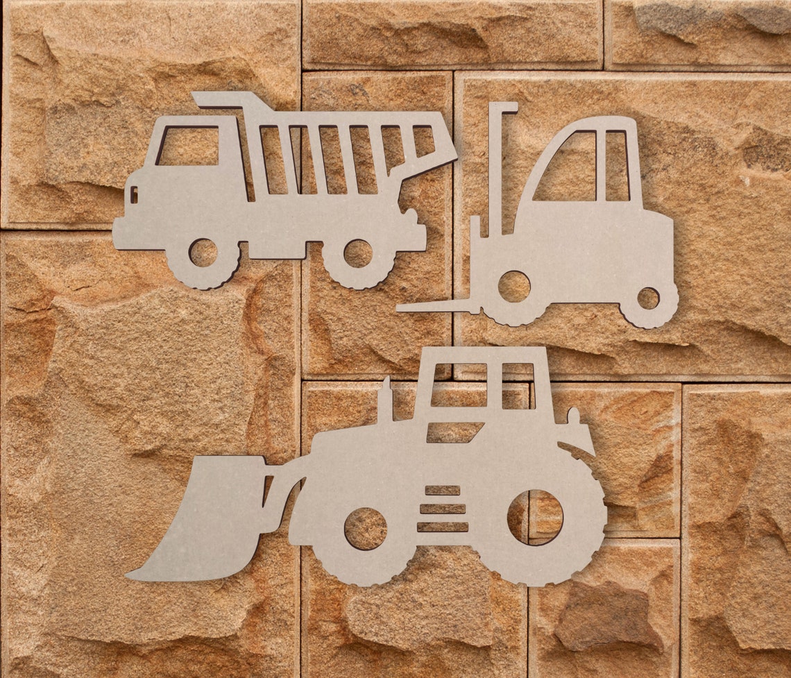 Wooden Construction Vehicle Cutouts: Unfinished MDF Decor (3 Pack) - Etsy