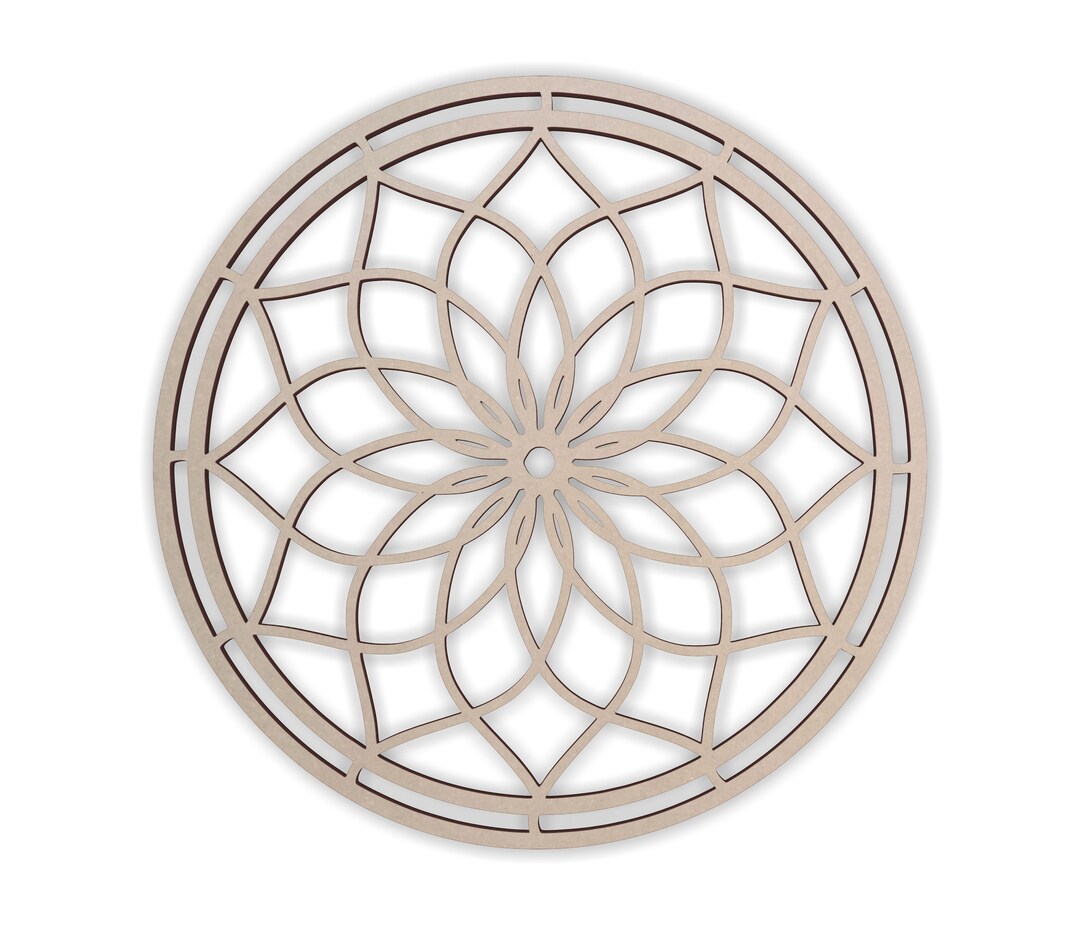 Wooden Circle Flower Shape Cutout, Home Decor, Unfinished and Available ...