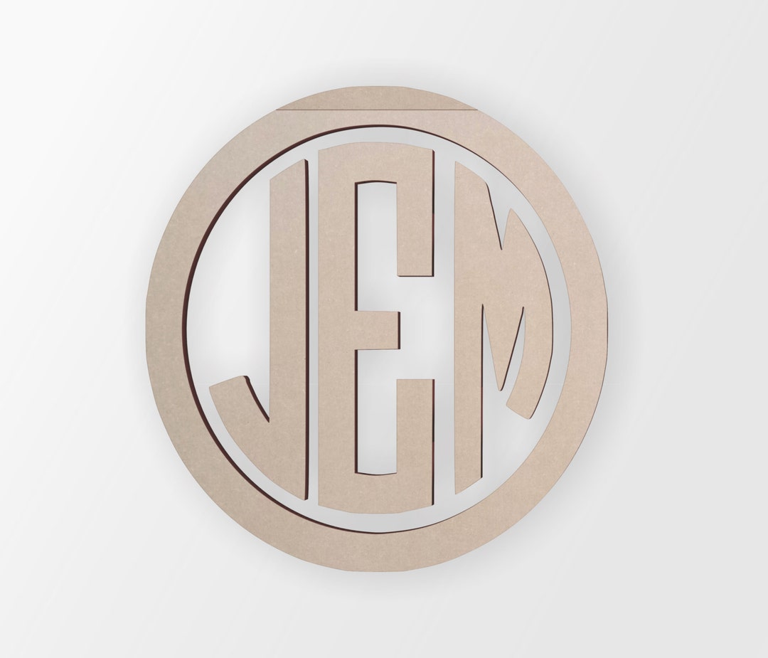 Wooden Three Letter Circle Monogram - Cutout, Home Decor, Unfinished ...