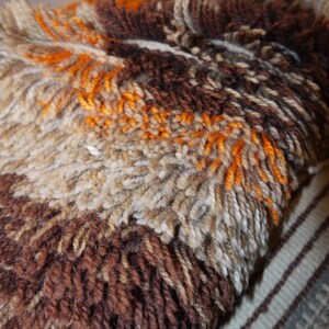 Scandinavian Rya Rug Shaggy Sweden Wool Brown Orange Fringes Retro 60s ...