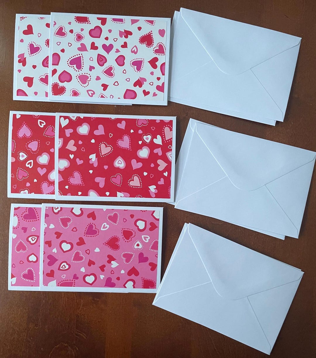 Valentine/heart Design Blank Note Card Set: 6 Notecards on White ...