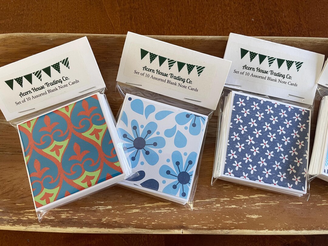 Set of 10 Mini Note Cards - 2.5" X 2.5" - Blank - Small Note Card ...