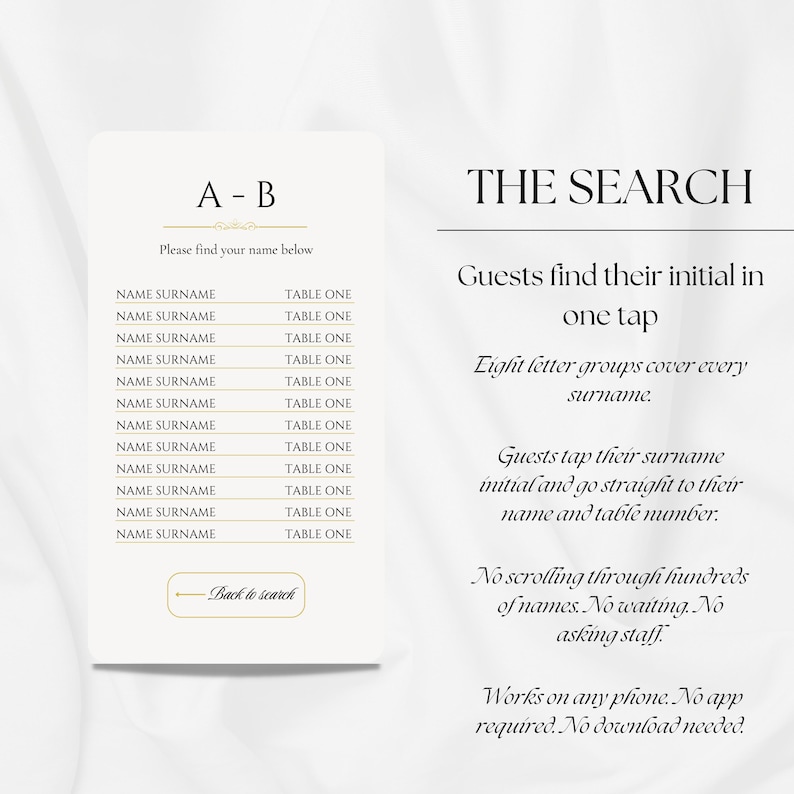 Black White Gold Wedding Seating Chart Digital QR Code Sign, Elegant ...