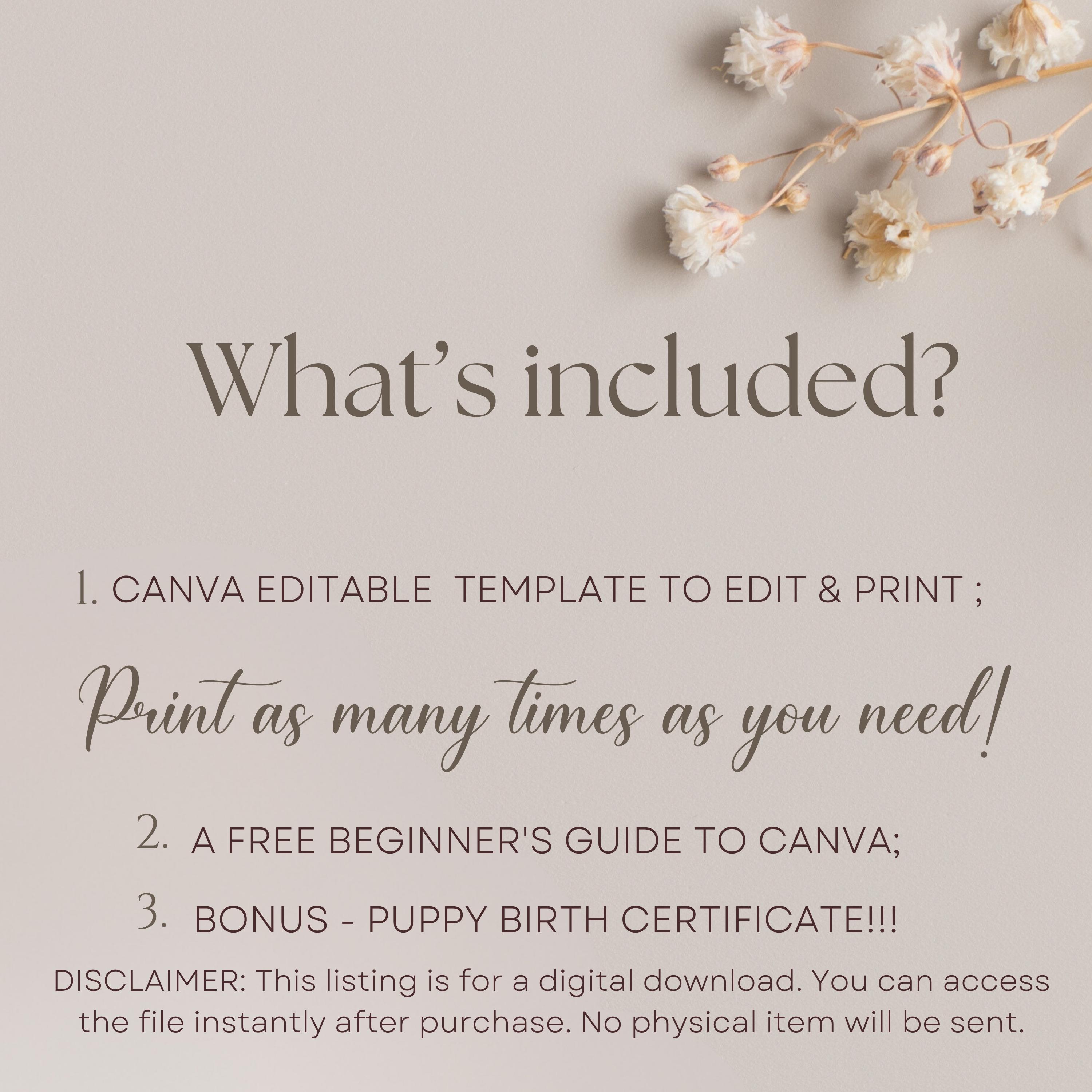 Editable Puppy Profile Template, Dog Breeder Forms Canva, General Info ...