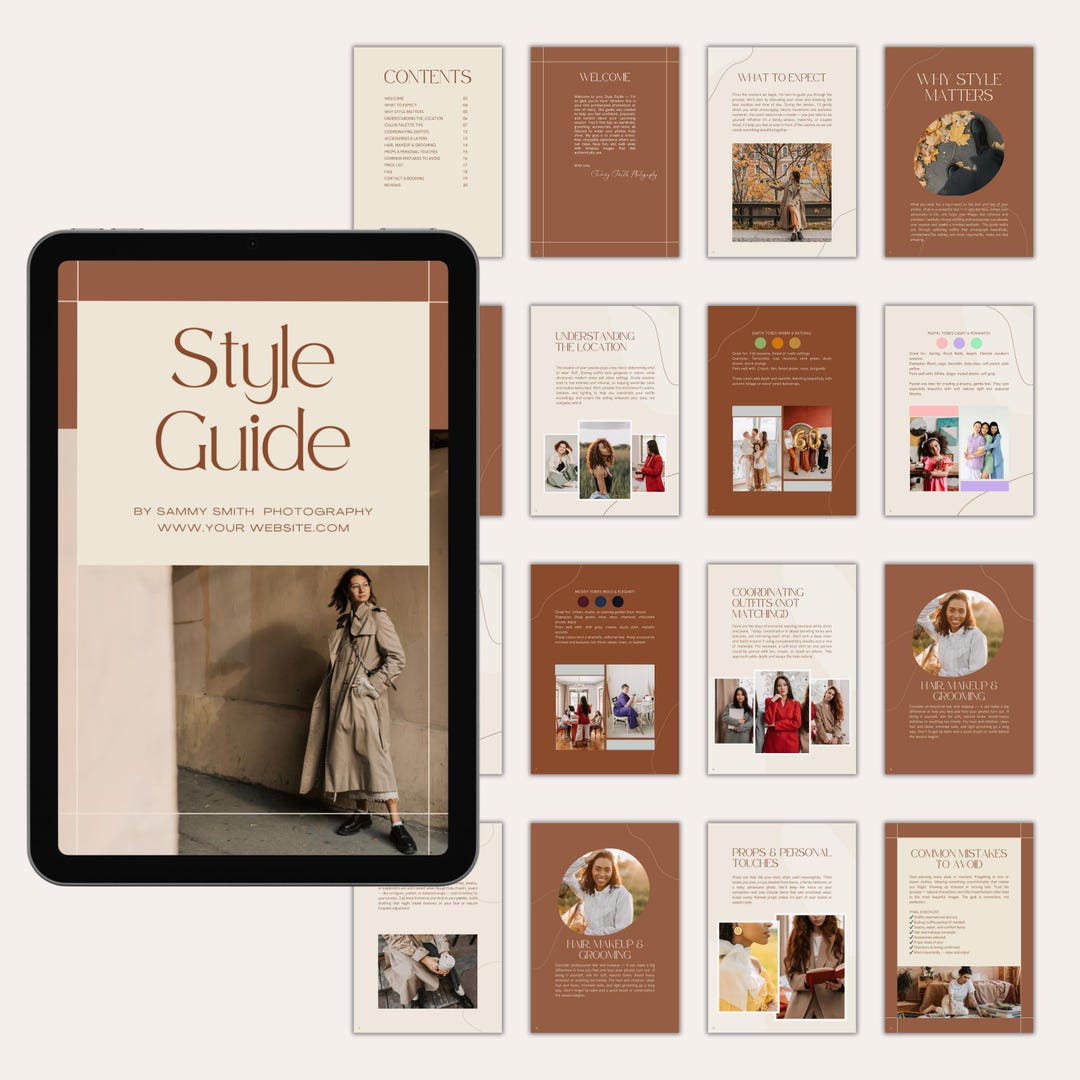 Photography Style Guide Canva Template Content, Client Prep Session ...