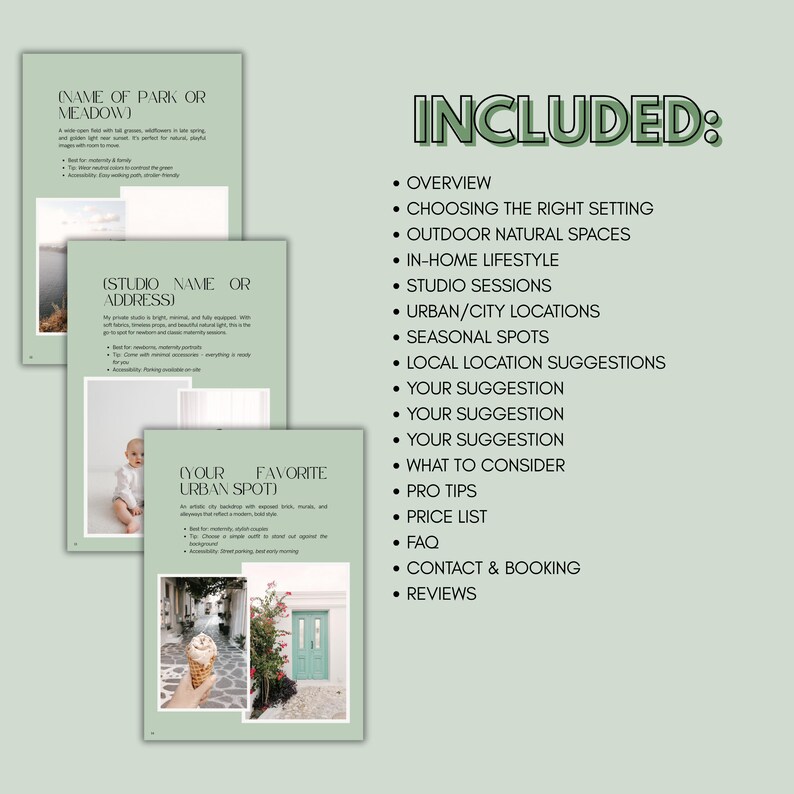 Custom Location Guide Photography Template for Canva, Client Session ...