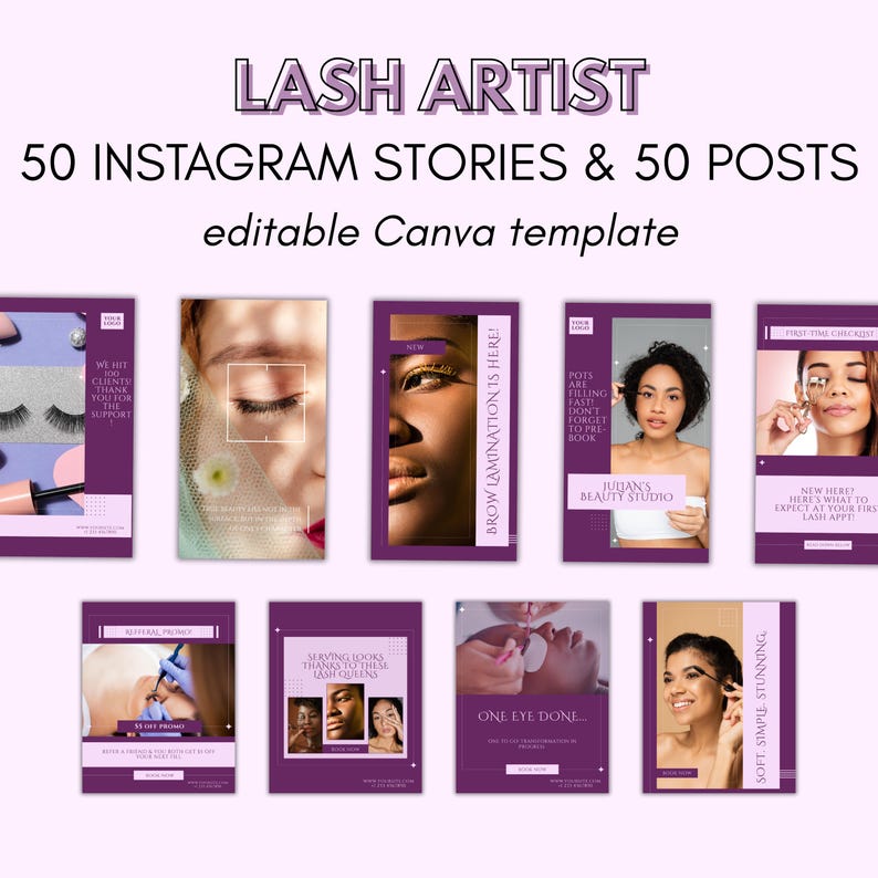 100 modelos de Lash Tech para Instagram no Canva, postagens e histórias ...