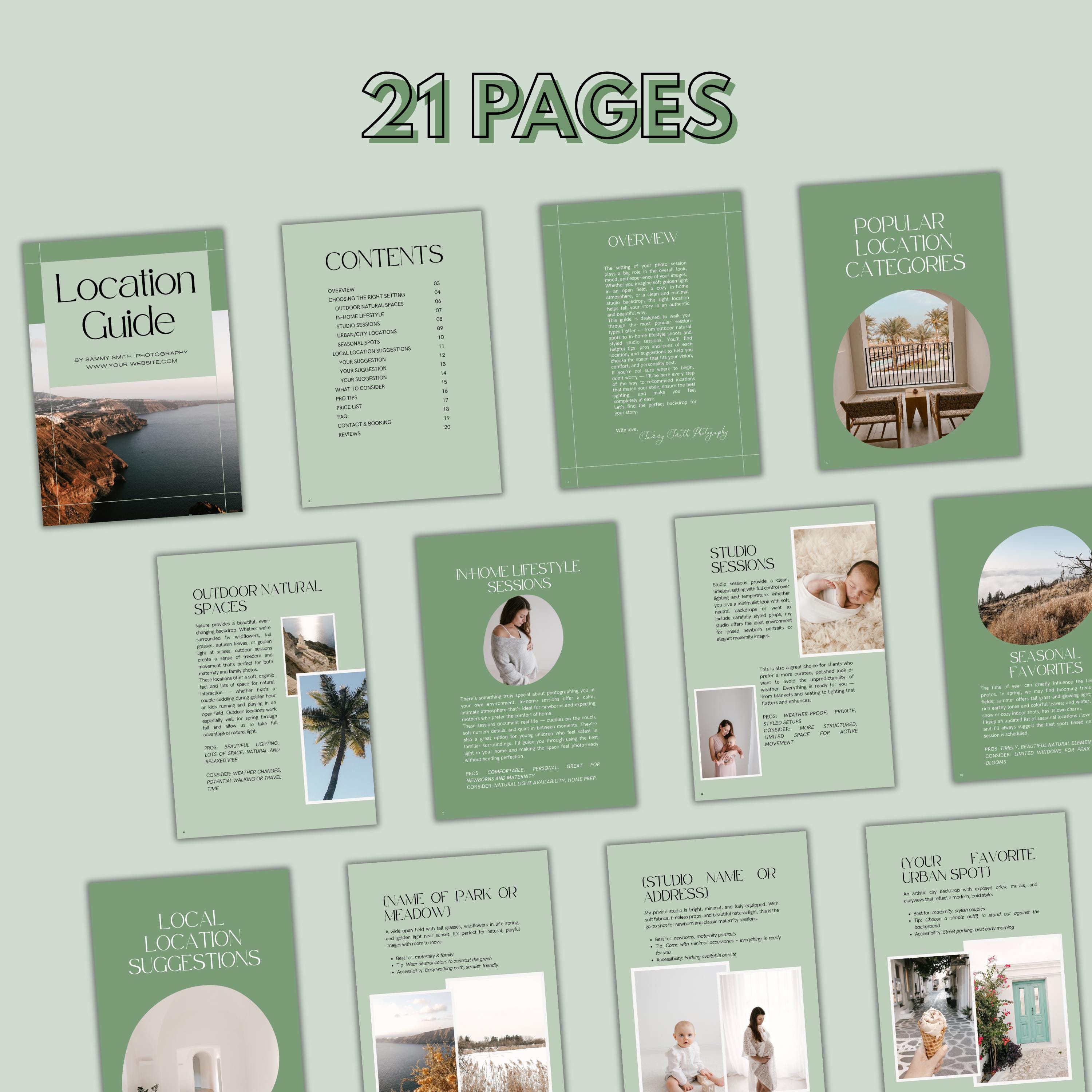 Custom Location Guide Photography Template for Canva, Client Session ...