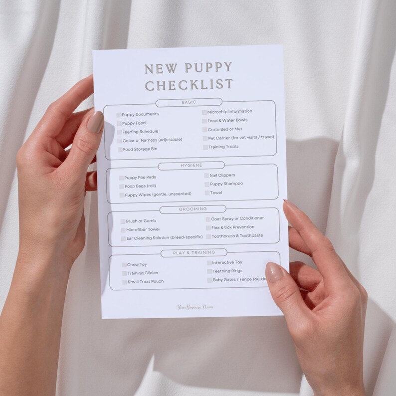New Dog Checklist Template, Printable Puppy Starter Guide, Canva ...