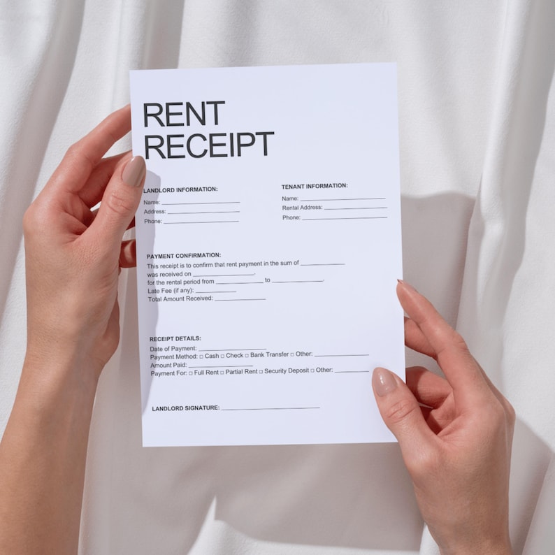 Landlord Rent Receipt Template, Tenant Rental Receipt PDF Canva ...
