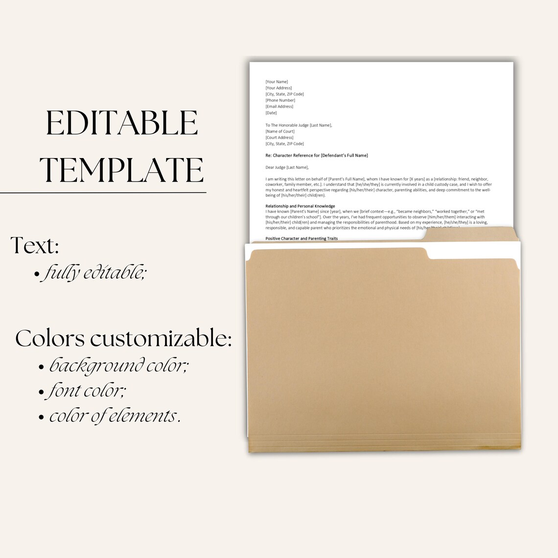 Court Character Reference Letter for Child Custody Case, Personalised ...