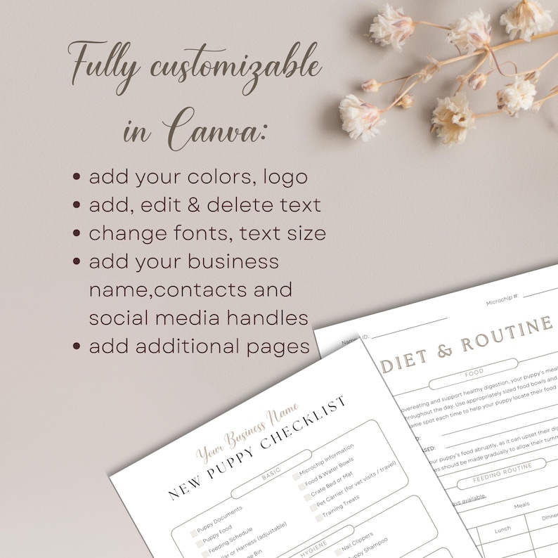 Fillable Dog Breeder Puppy Pack Forms Canva Template Mega Bundle Minimal, Editable PDF Breeder ...