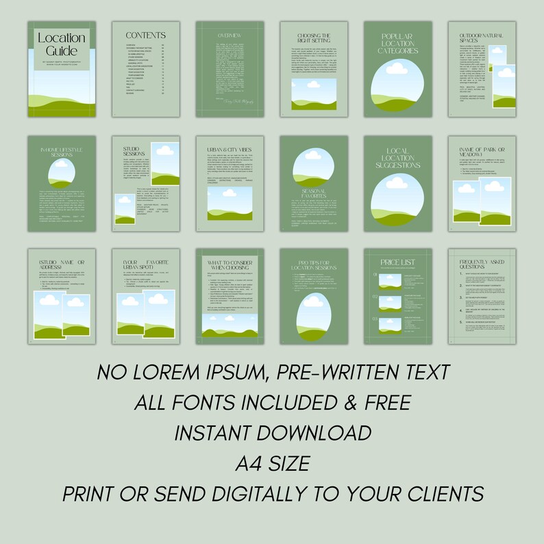 Custom Location Guide Photography Template for Canva, Client Session ...