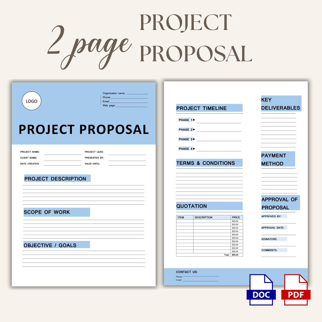 Blue Project Proposal Template, Project Management, Budget Plan ...