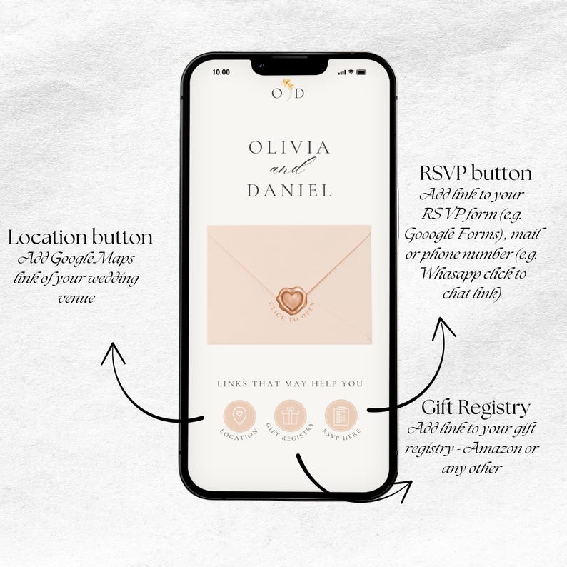 Interactive Digital Wedding Invitation, Mobile Web Invite With RSVP Map ...