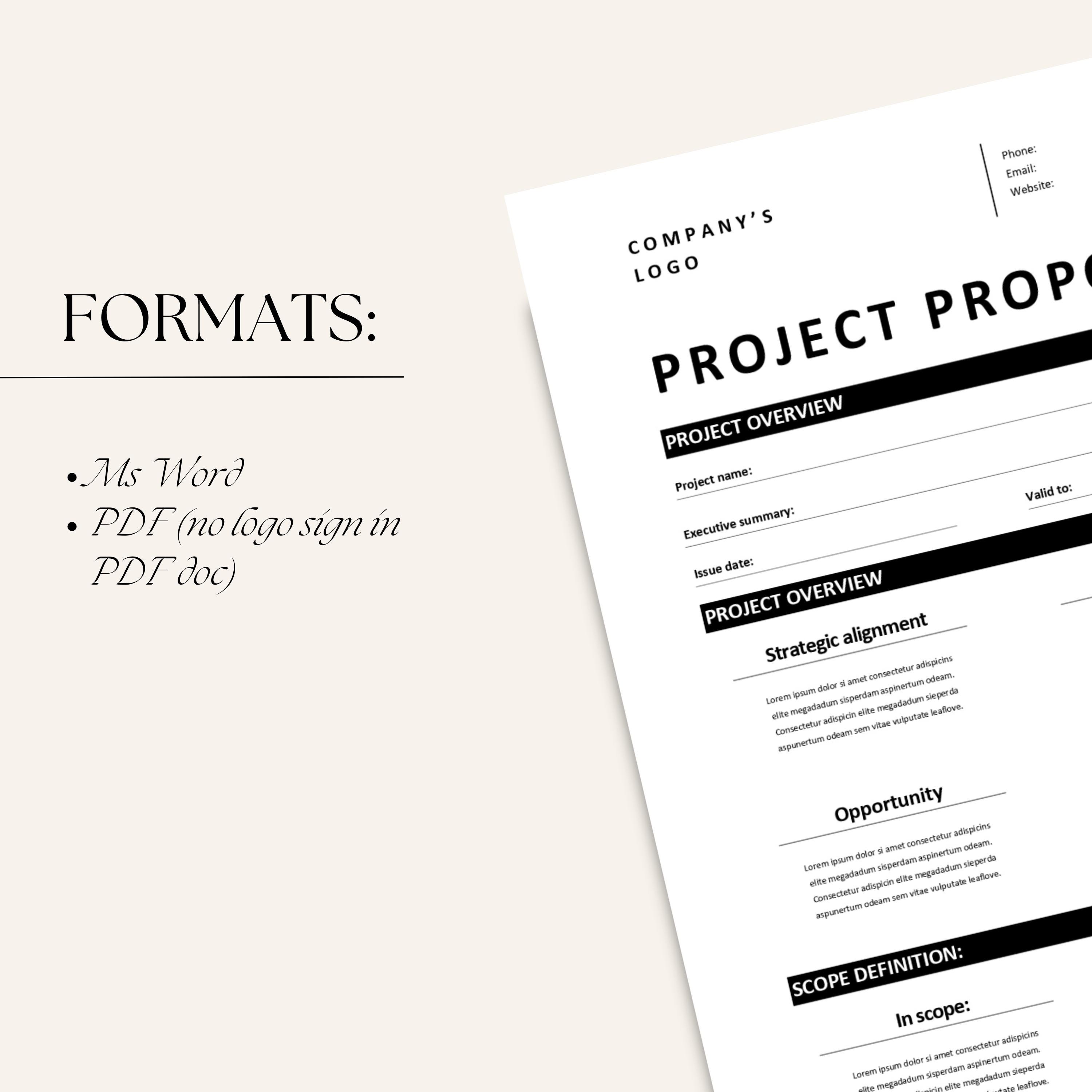 Project Proposal Template Minimal, Project Proposal MS Word PDF ...