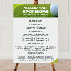 Golf Sponsor Sign Canva Template, Event Sponsorship Signage, Editable ...