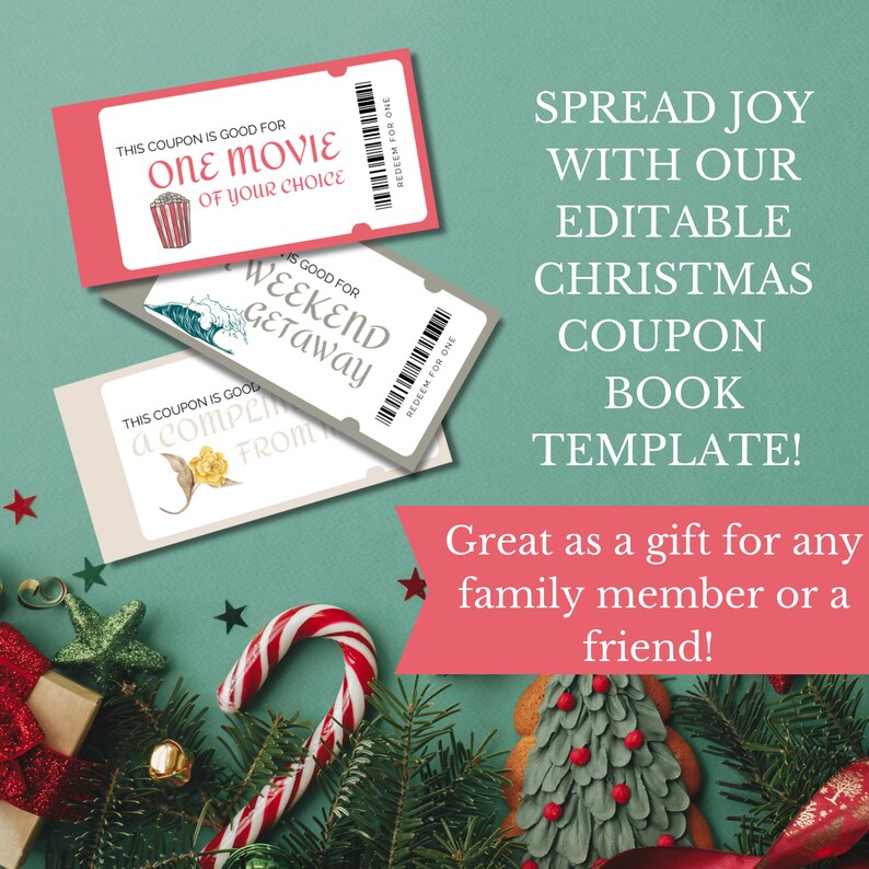 Christmas Coupon Book Template Editable, Personalized Holiday Coupon ...