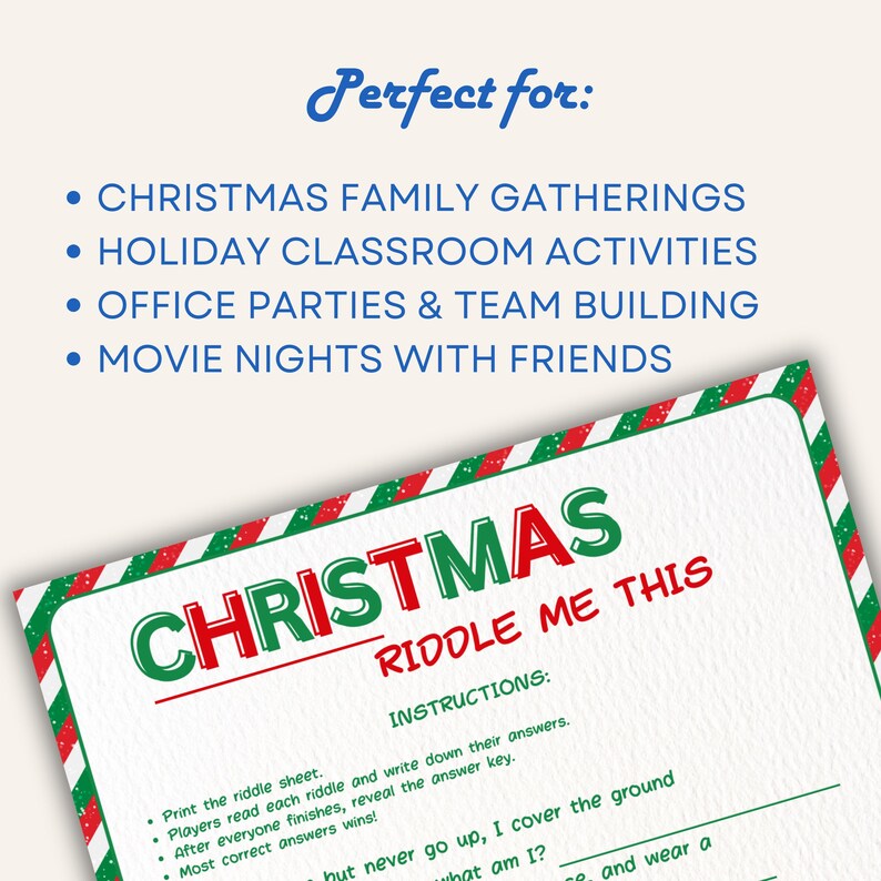 Christmas Riddle Me This Game Printable, Holiday Riddle Quiz One Page ...