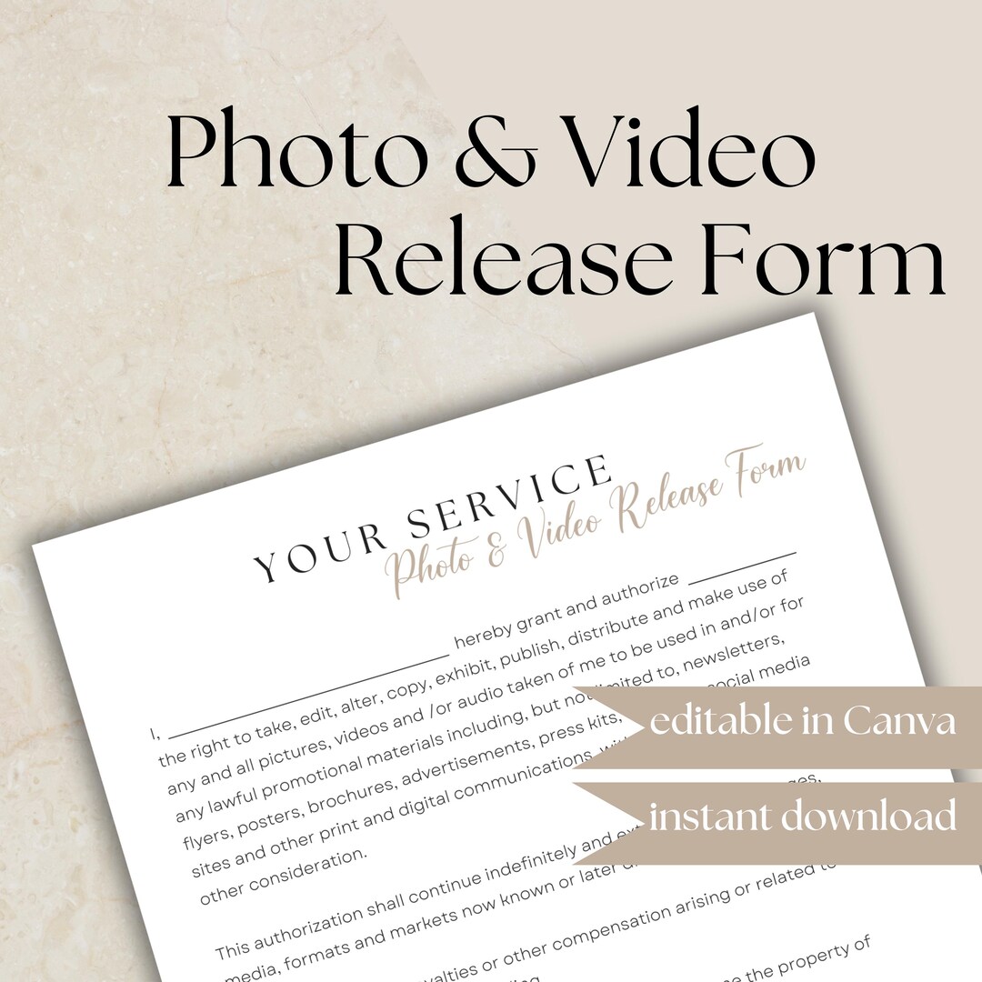 Editable Photo & Video Release Form Template, Client Consent Form for ...