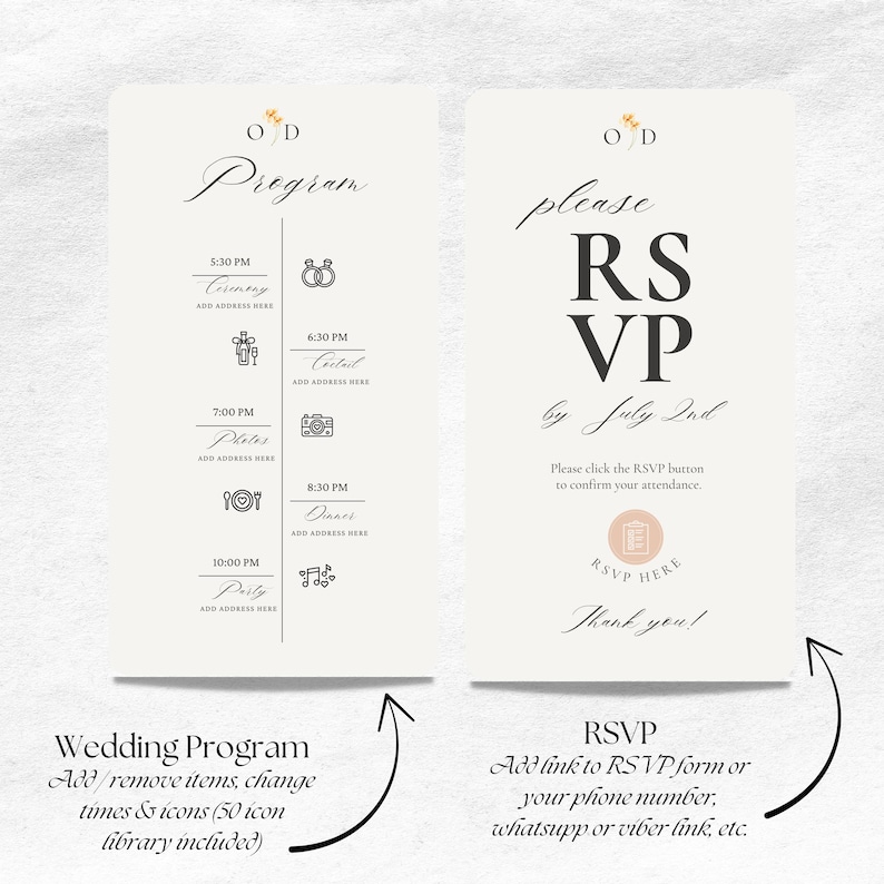Interactive Digital Wedding Invitation, Mobile Web Invite With RSVP Map ...