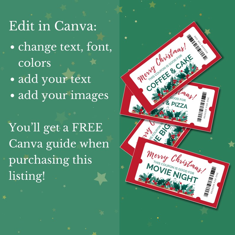Editable Christmas Coupon Book Template, Printable Custom Love Coupons ...