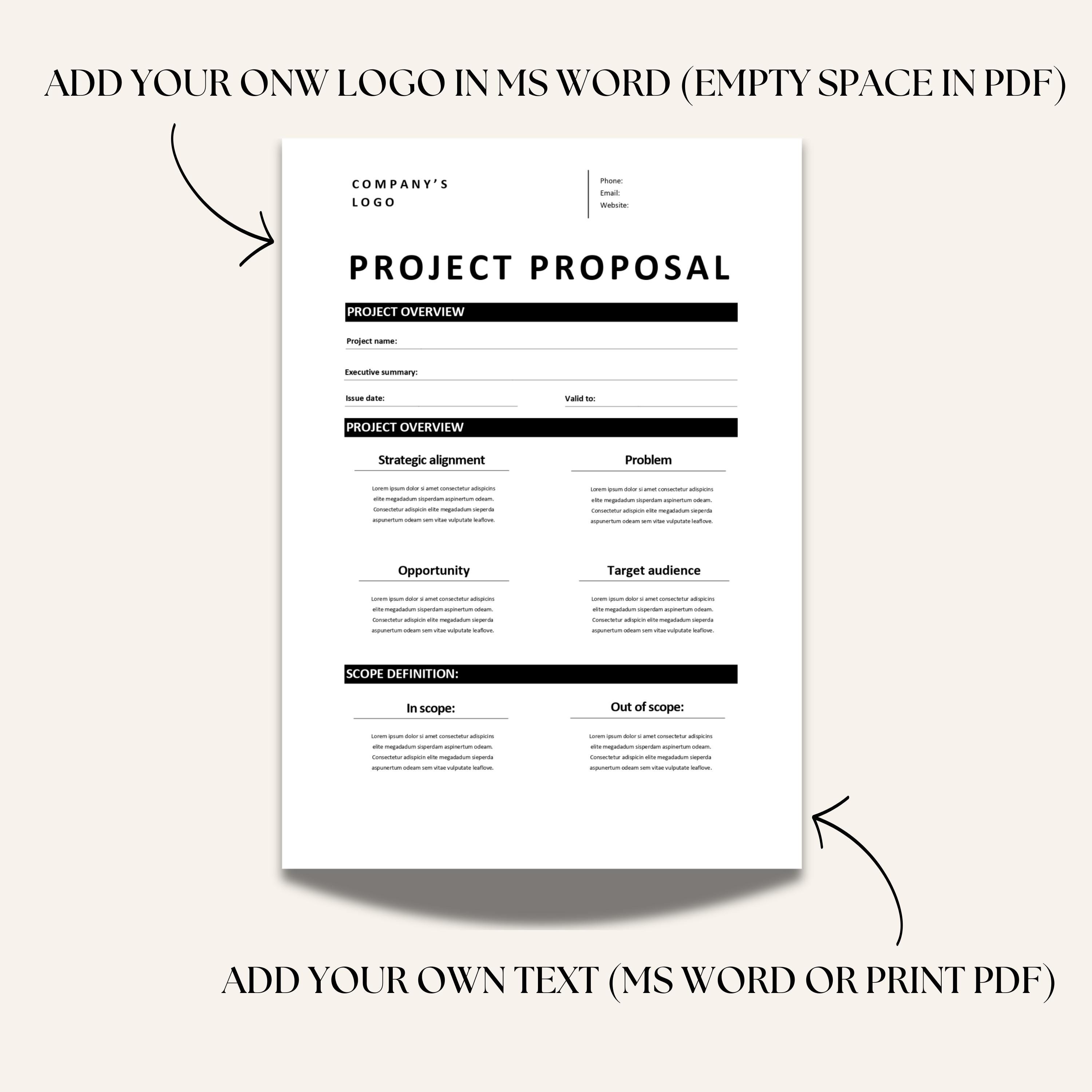 Project Proposal Template Minimal, Project Proposal MS Word PDF ...