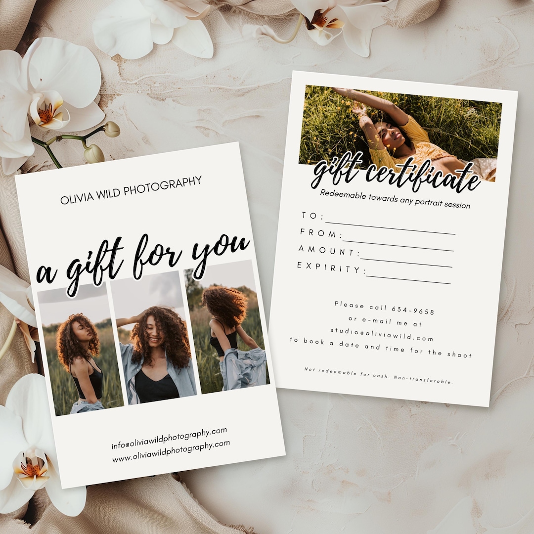 Photography Gift Card Template for Canva Editable, Photographer ...